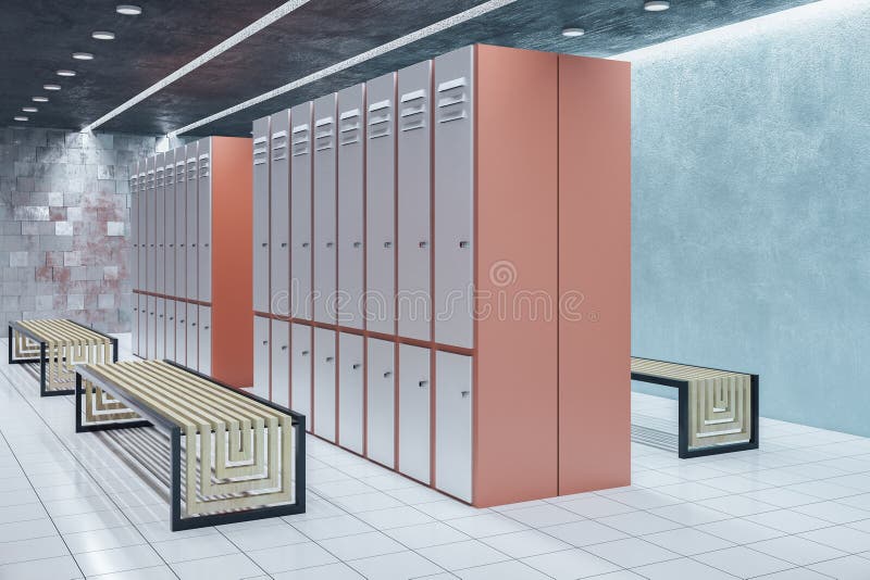 Side View of Clean Locker Room Interior with Bench Stock Illustration ...