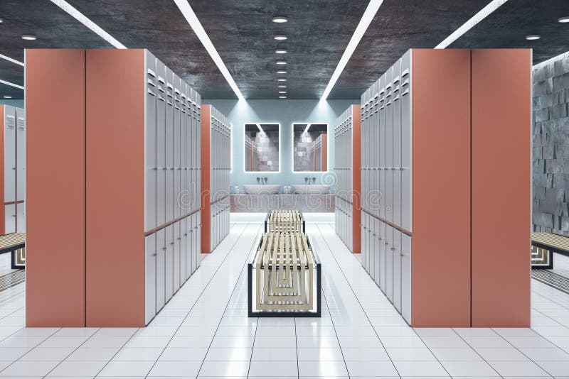 Side View of Clean Locker Room Interior Stock Illustration ...