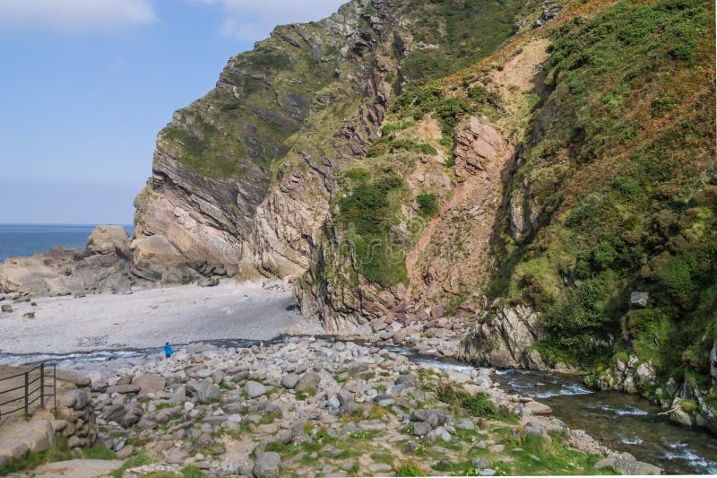 Side View of the Cliffs at Heddon`s Mouth in North Devon Stock Photo ...