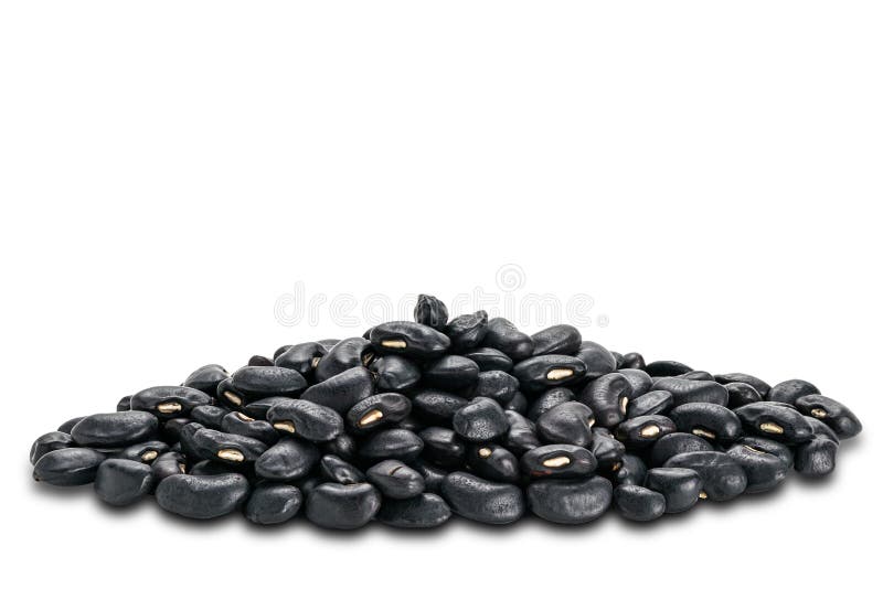 Side View Closeup Pile of Uncooked Black Beans on White Background ...