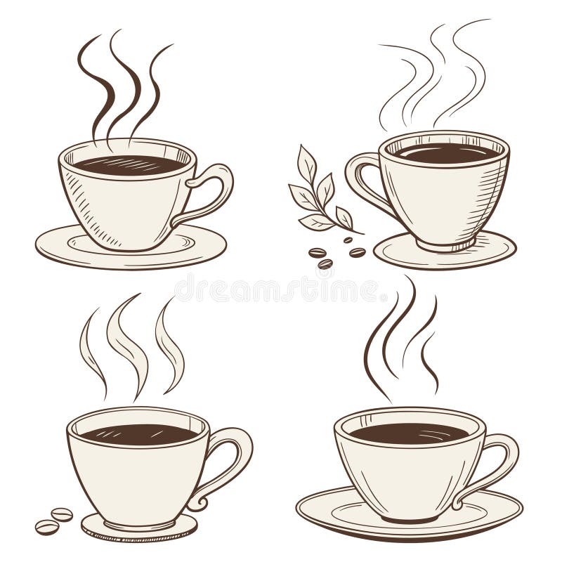 Side View Coffee Tea Cup with Smoke Stock Vector - Illustration of ...