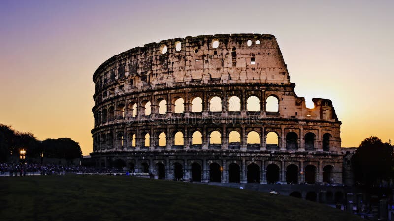 Side View of the Colosseum at Sunset, with Warm Natural Light ...