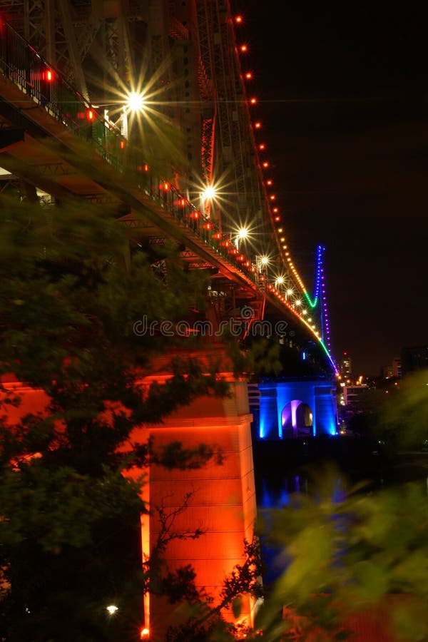 Side View of Coloured Bridge Stock Image - Image of construction, blue ...