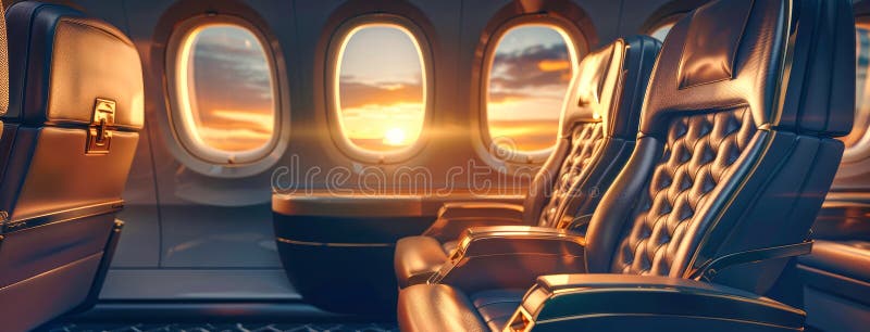 A Side View of a Comfortable, Leather-upholstered Airplane Seat, with a ...