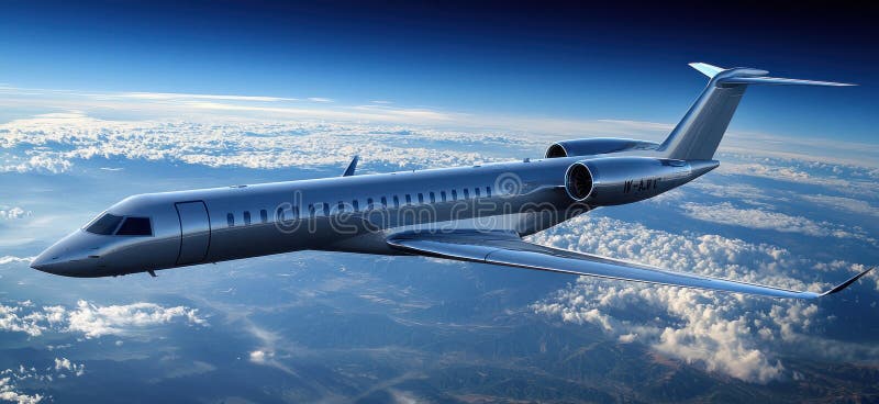 A Side View of a Commercial Airplane in Flight, Showcasing Its Sleek ...