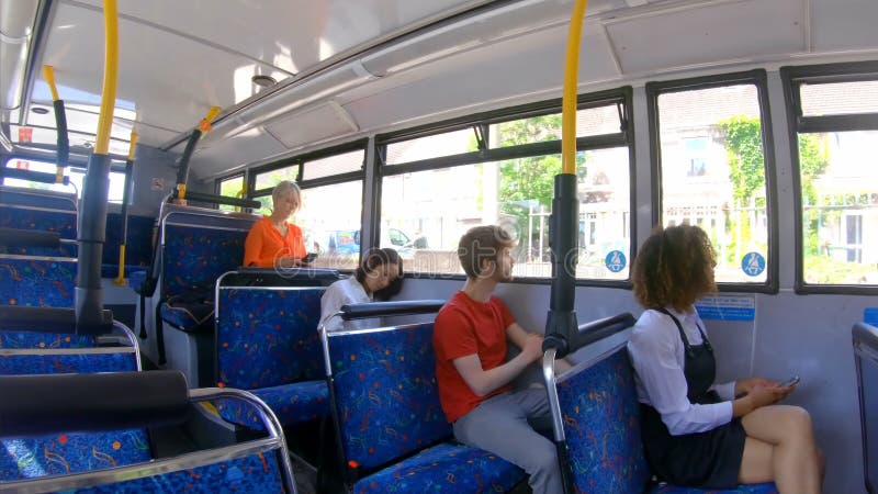 Commuters Travelling on a Bus 4k Stock Video - Video of indoors ...