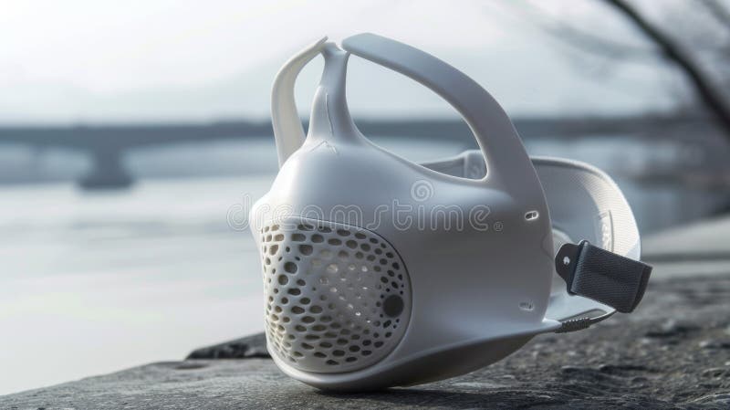 A Side View of a Compact and Lightweight Air Purifier Mask Equipped ...