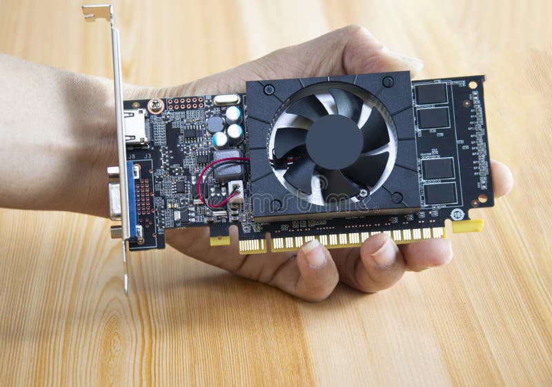 Side View of Computer Graphics Card Holding in Hand Stock Image - Image ...