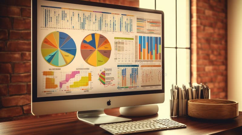 The Side View of a Computer Screen Displaying Multiple Financial ...