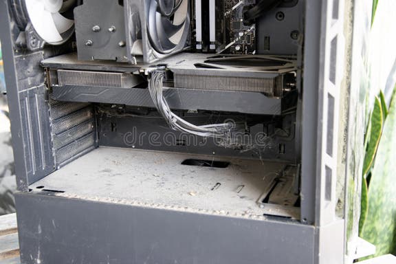 The Side View of the Computer is Very Dusty Stock Photo - Image of ...