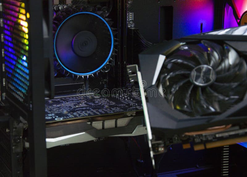 Side View of Computers, Computer Repair, Display Cards Stock Image ...