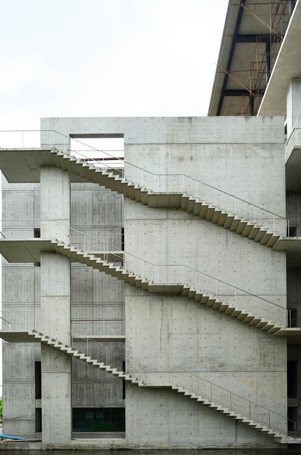 Side View of Concrete Staircase Stock Image - Image of building ...