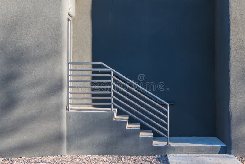 Side View of Concrete Steps and Railing in Modern Building Stock Image ...