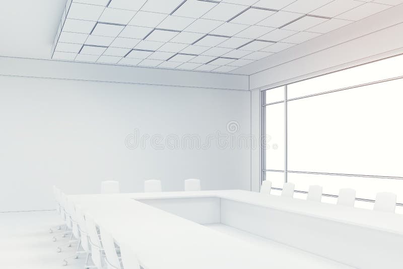 Side View of Conference Room in White Stock Illustration - Illustration ...