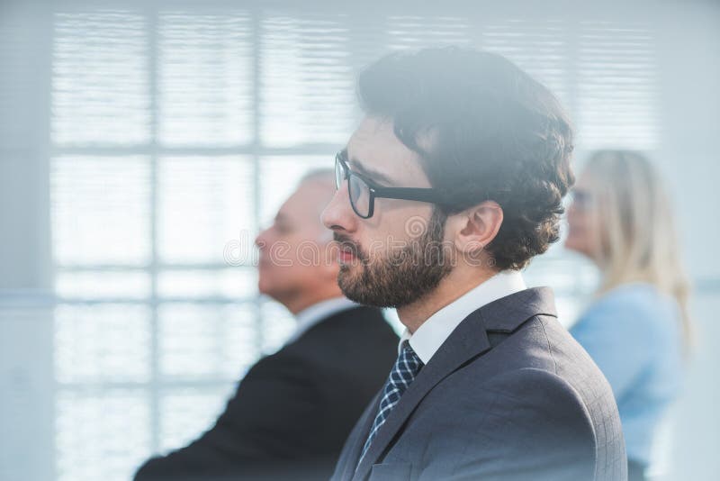 Side View. Confident Business Man Looking Forward Stock Photo - Image ...
