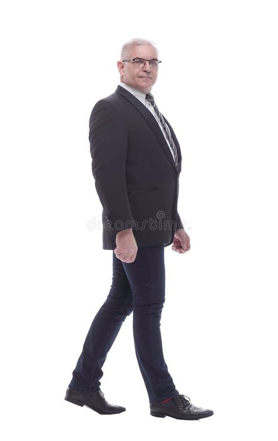 Rear View. Mature Business Man Walking Away Stock Photo - Image of ...