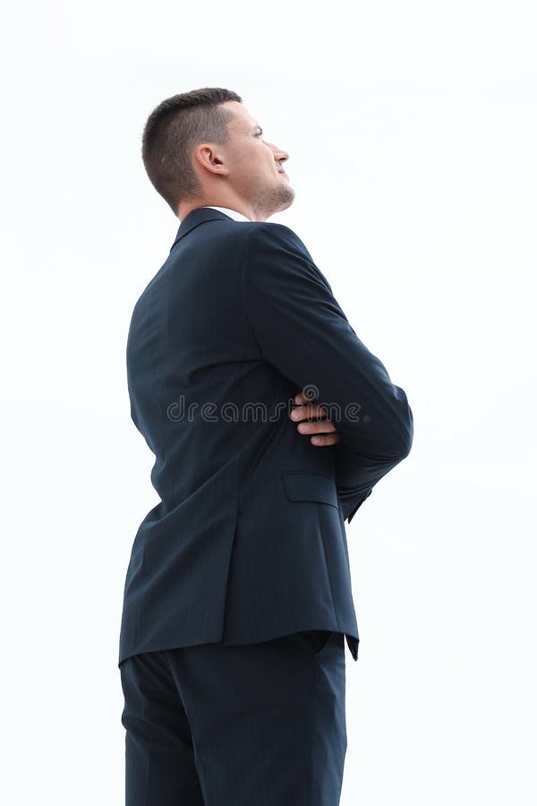 Side View. Confident Businessman Looking Up Stock Photo - Image of ...