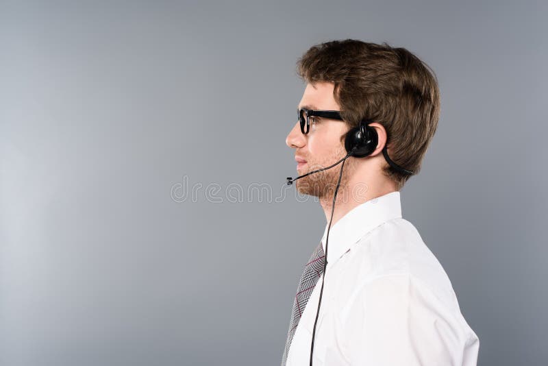 Confident Call Center Agent Talking Stock Image - Image of dressed ...