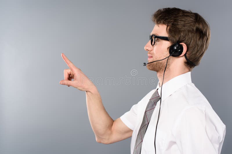 Confident Call Center Agent Talking Stock Image - Image of dressed ...