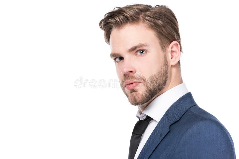 Side View of Confident Caucasian Businessman in Suit Stock Image ...