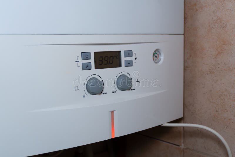 Side View of a Combi Gas Boiler Control Panel Stock Photo - Image of ...