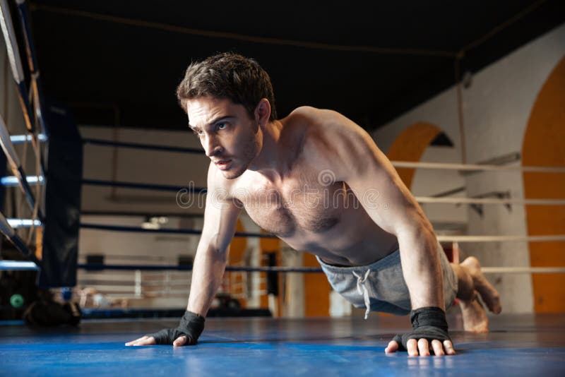 Side View of Cool Boxer Doing Push Ups Stock Image - Image of cool ...