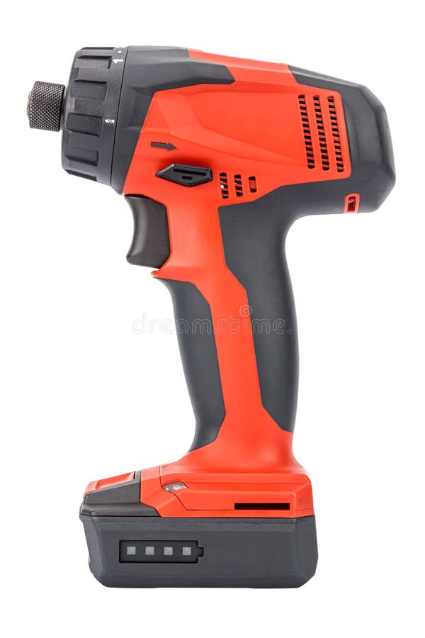 Side View of Cordless 12V Screwdriver Powered by Li-ion Battery with ...