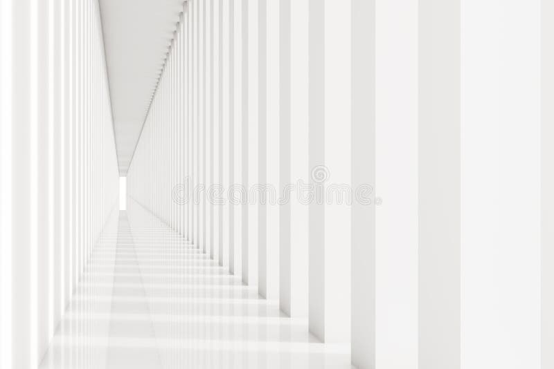 Side View of Corridor: White Columns, Floor Stock Illustration ...