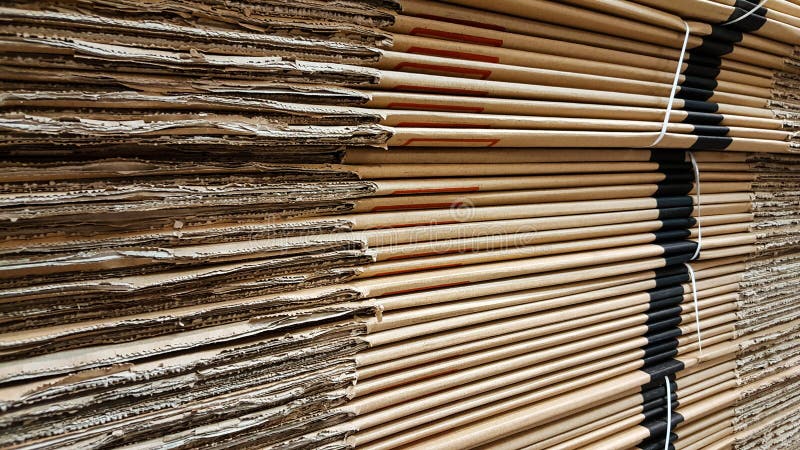 Side View of Corrugated Cardboard Pile in a Factory Stock Photo - Image ...