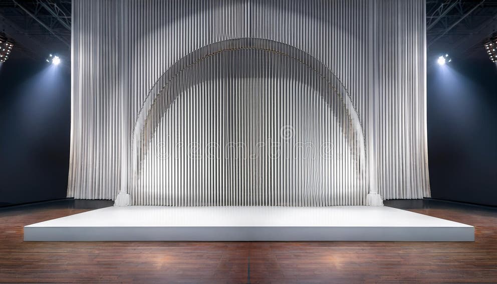 Side View of Creative White Theater Stage Design. Performance and Act ...