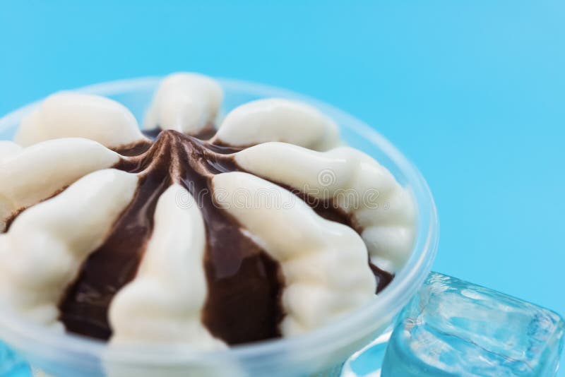 Side View Cup of Chocolate Flavor Ice Cream and Ice Cube Stock Image ...