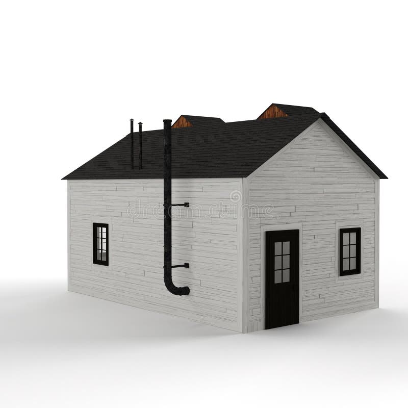 Side View of a 3D Rendered Scale Model of a White, Modern Two Story ...