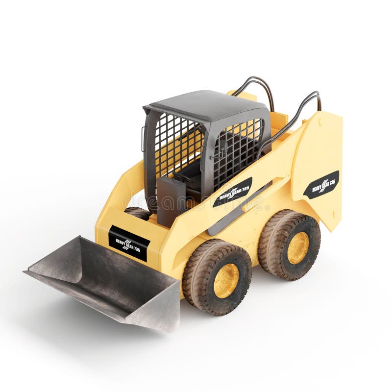 Side View of a 3D-rendered Skid-steer Loader Caterpillar Model Against ...