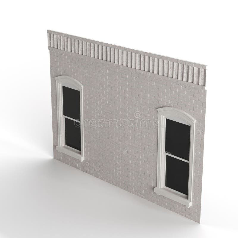 Side View of a 3D Rendered White Wall Featuring Two Windows Stock ...