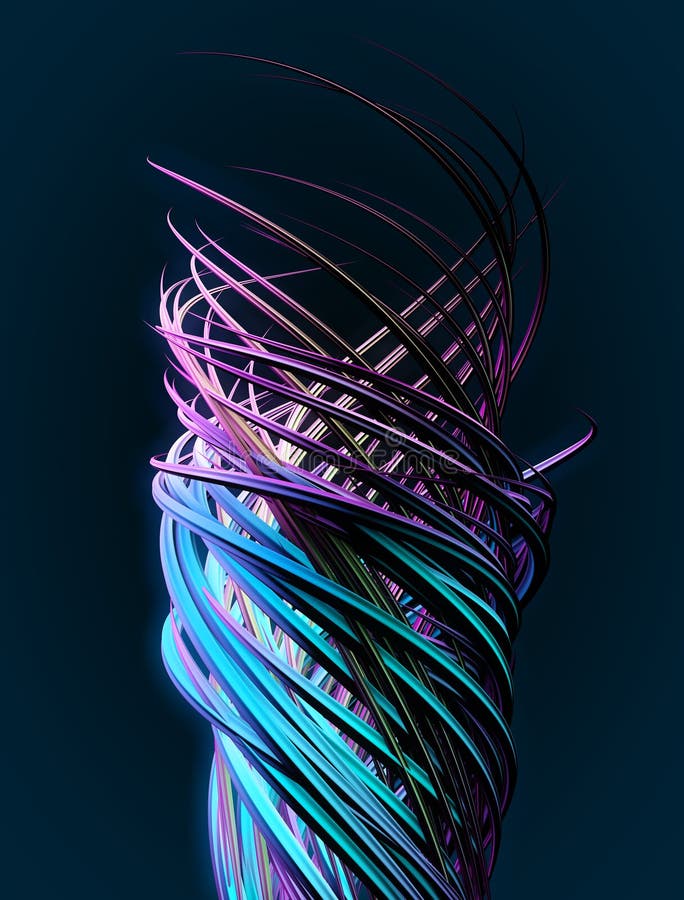 Side View of 3d Rendering of Colorful Spiral Vortex Stock Illustration ...
