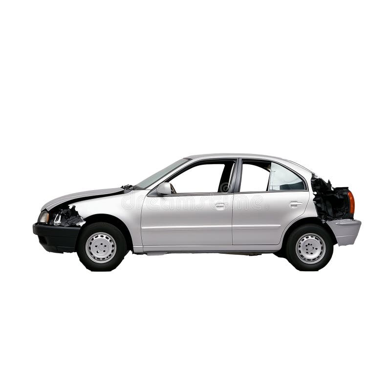 Side View of Damaged Car with Missing Front and Rear Parts Stock Image ...