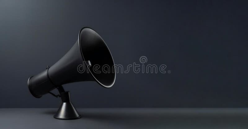 Side View of Black Megaphone with Navy Background. Concept of the ...