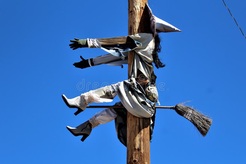 Flying witch on broomstick stock image. Image of full - 21403641