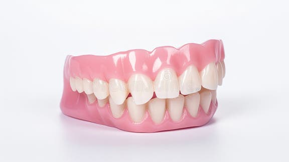 A Side View of Dentures or False Teeth Isolate on a White Background ...