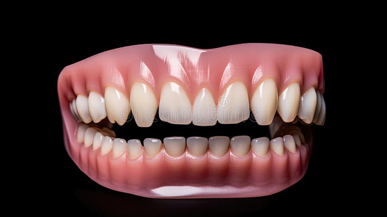 A Side View of Dentures or False Teeth Isolate on a White Background ...