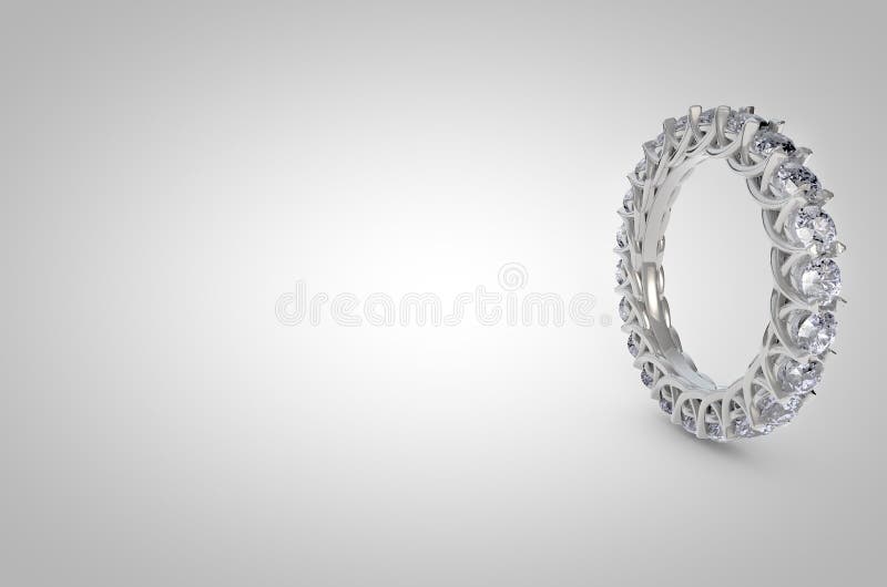 Side View of Diamond Ring on White Background Stock Illustration ...