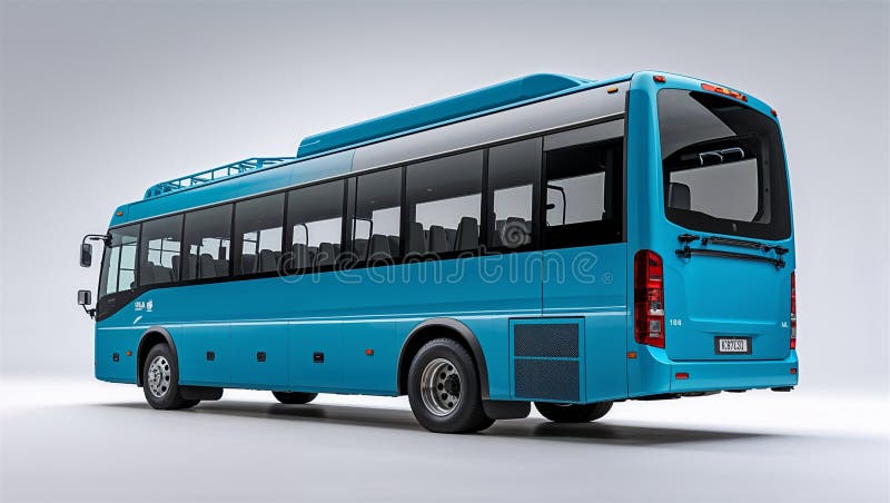 Side View of a Diesel Airport Shuttle Bus with Overhead Racks and Flat ...