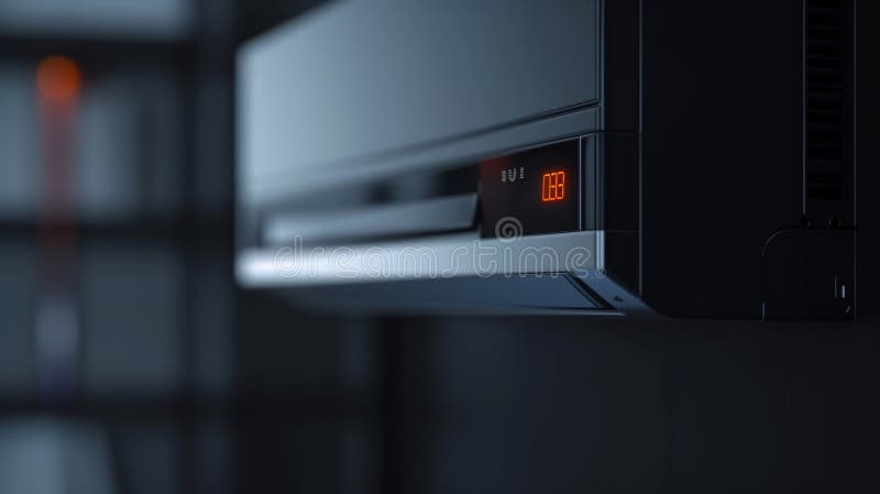 Side View of Digital Air Conditioner with Glowing Display Stock Image ...