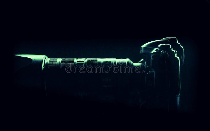 Side View of Digital Camera with Long Zoom Lens. Stock Photo - Image of ...