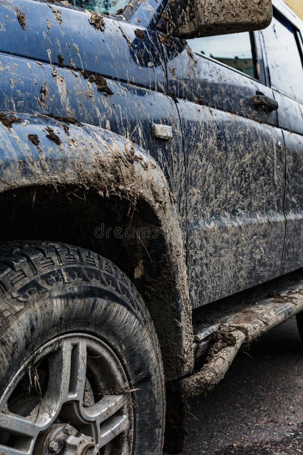 Side view of the dirty car stock photo. Image of muddy - 110154536