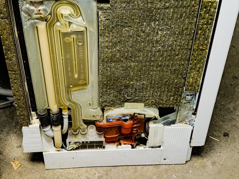 Side View of the Dishwasher without the Top Panel. Working System for ...