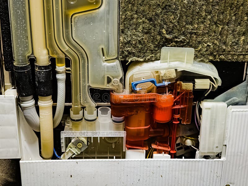 Side View of the Dishwasher without the Top Panel. Working System for ...