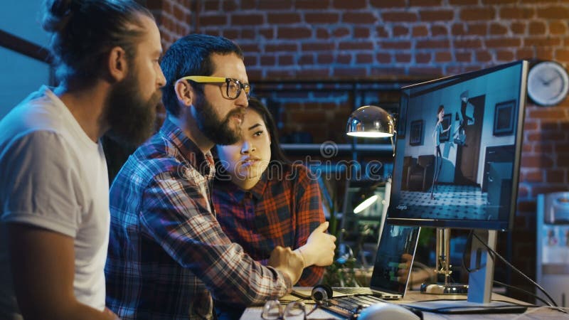 Men Creating Cartoon on Computer Stock Video - Video of movie, creative ...