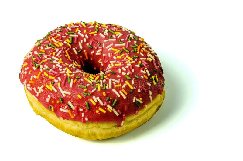 Side View of Donut with Sprinkles Isolated on White Background Stock ...