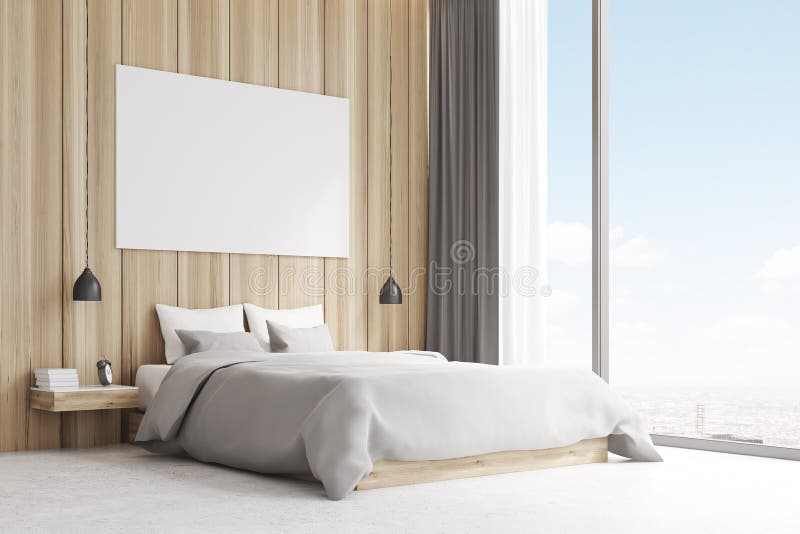 Side View of a Double Bed, Wood Stock Illustration - Illustration of ...